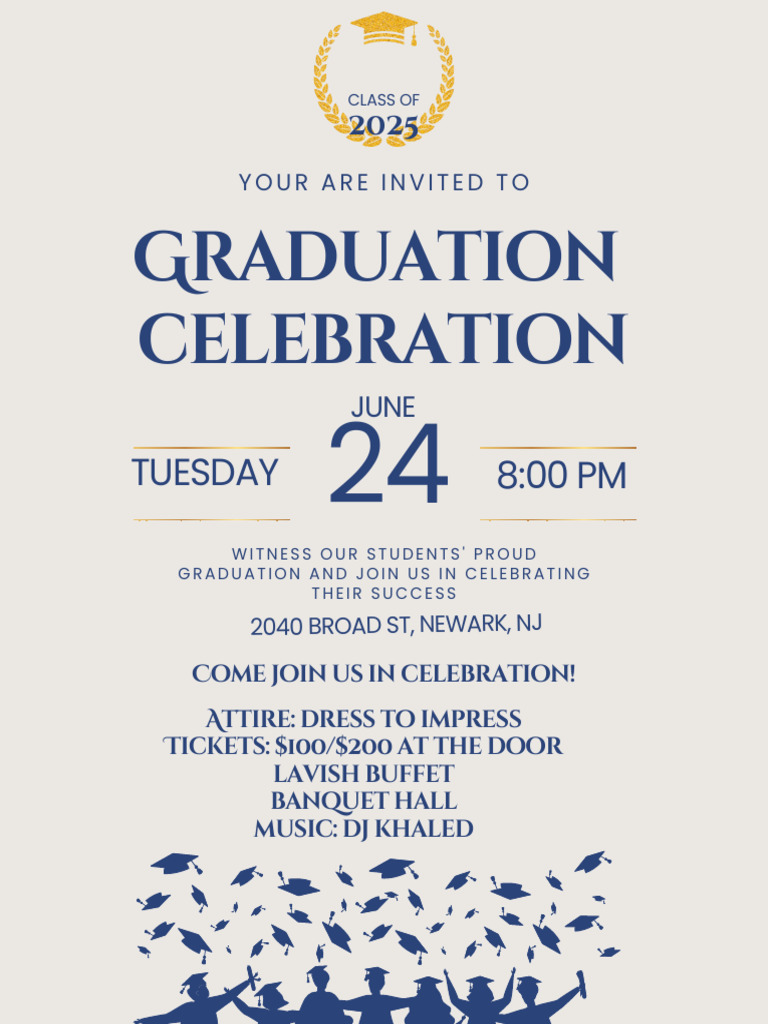 White Blue Gold Graduation Ceremony Flyer PDF | PDF