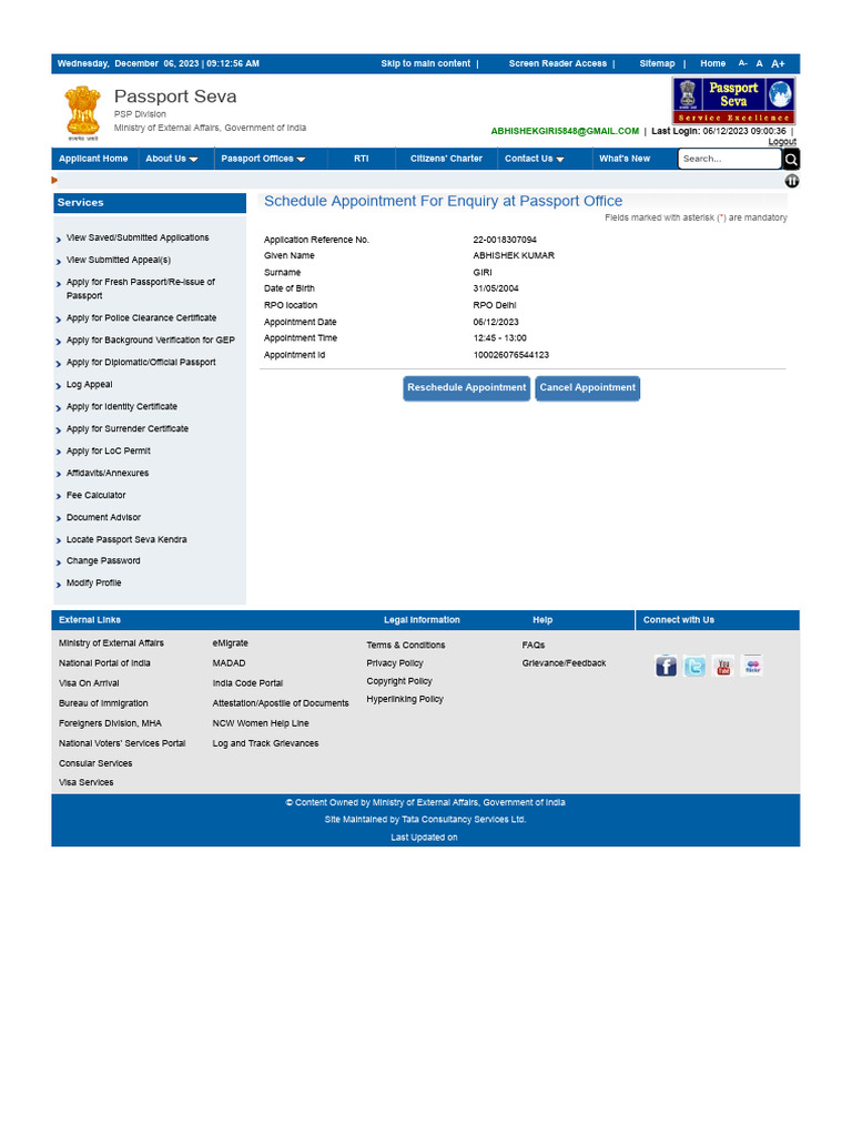 Manage Appointment | Passport Seva | PDF | Passport | Travel Visa
