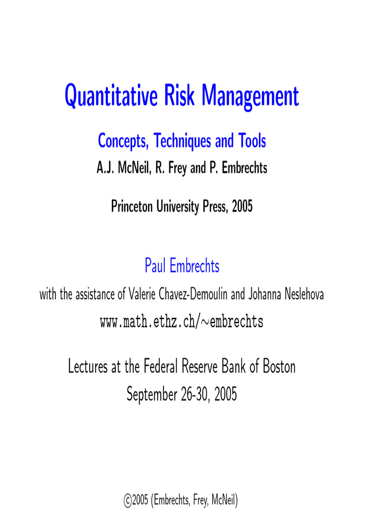 Quantitative Risk Management - Embrechts | PDF | Value At Risk | Risk