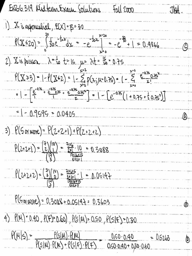 ENGG 319 2000 Midterm Exam - Solutions | PDF