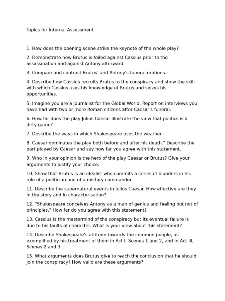 Julius Caesar - Internsl Assessment Topics ( Beeta Publications) | PDF ...