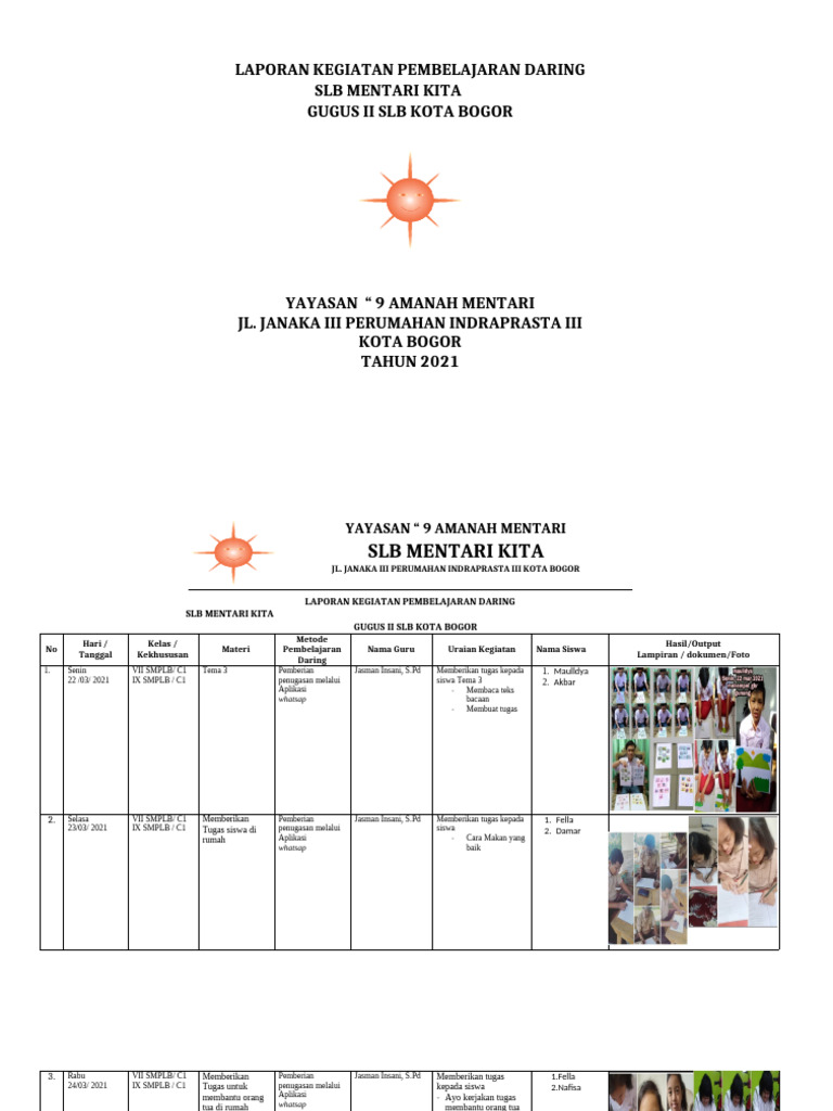 Laporan Daring MINGGU 4 MARET 2021 Jasman, Helen | PDF