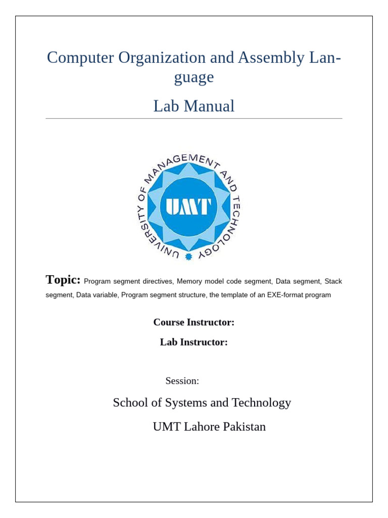 8086 Assembly Language Lab Manual | PDF | Pointer (Computer Programming ...