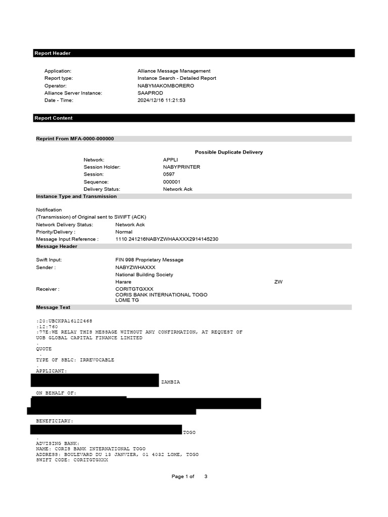 Ubc-10838-Sblc-ubc to Togo 16dec2024-Sanitised Relay by Nabyzwha | PDF | Letter Of Credit | Business