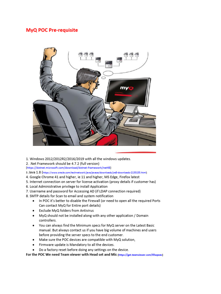 MyQ System Requirements for POC Setup | PDF