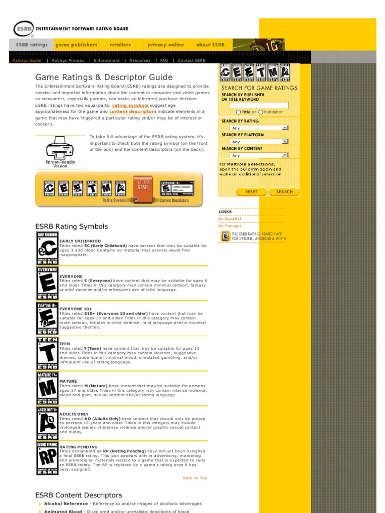 ESRB Games Rating | PDF | Video Games | Entertainment