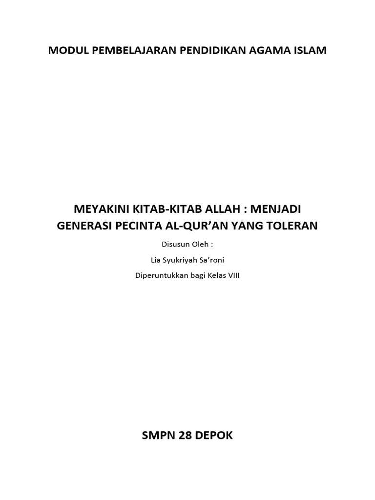 Modul Pembelajaran Pai - Iman Kepada Kitab-Kitab Allah | PDF