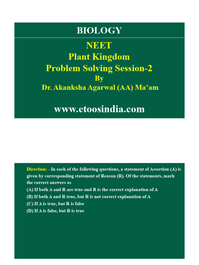 NEET Plant Kingdom Problem Solving Guide | PDF