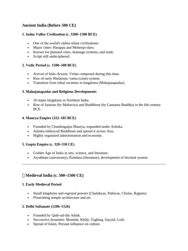 Ancient India (Before 500 CE) : 1. Indus Valley Civilization (C. 3300-1300 BCE) | PDF