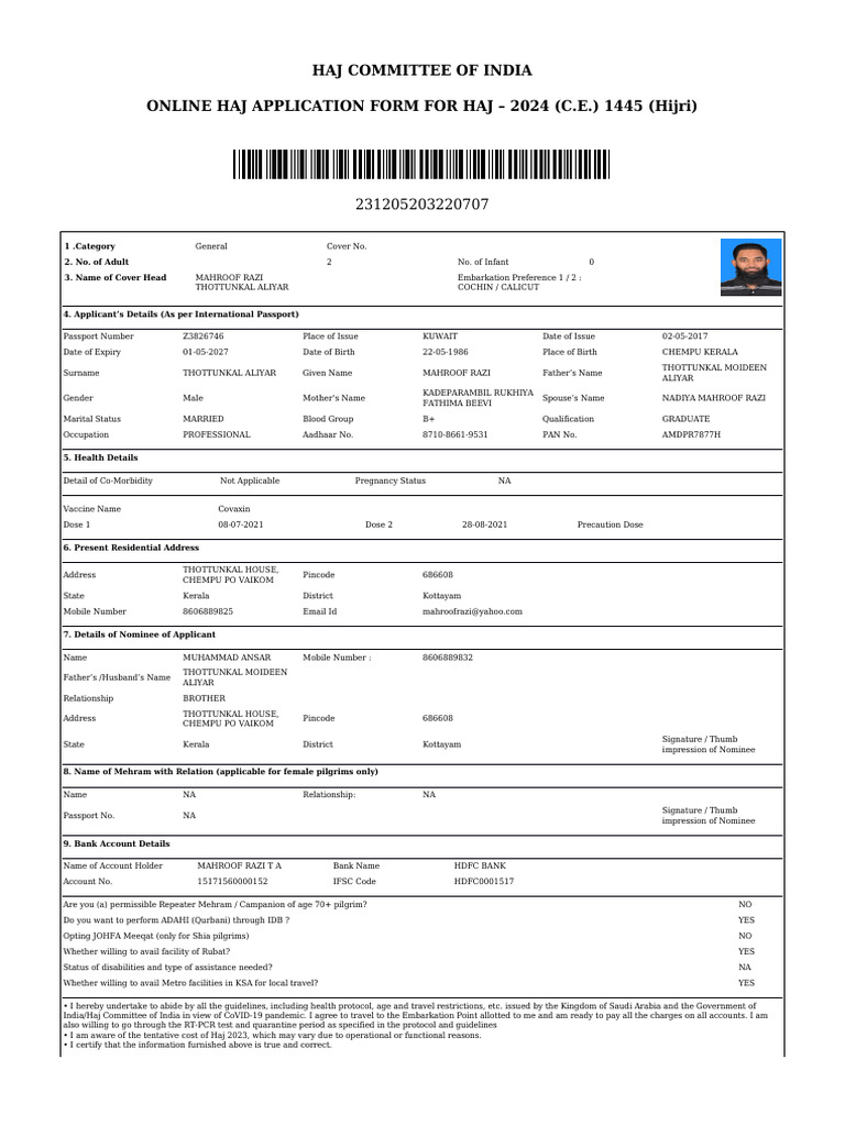 Hajj Application Form for 2024 | PDF | Hajj | Saudi Arabia