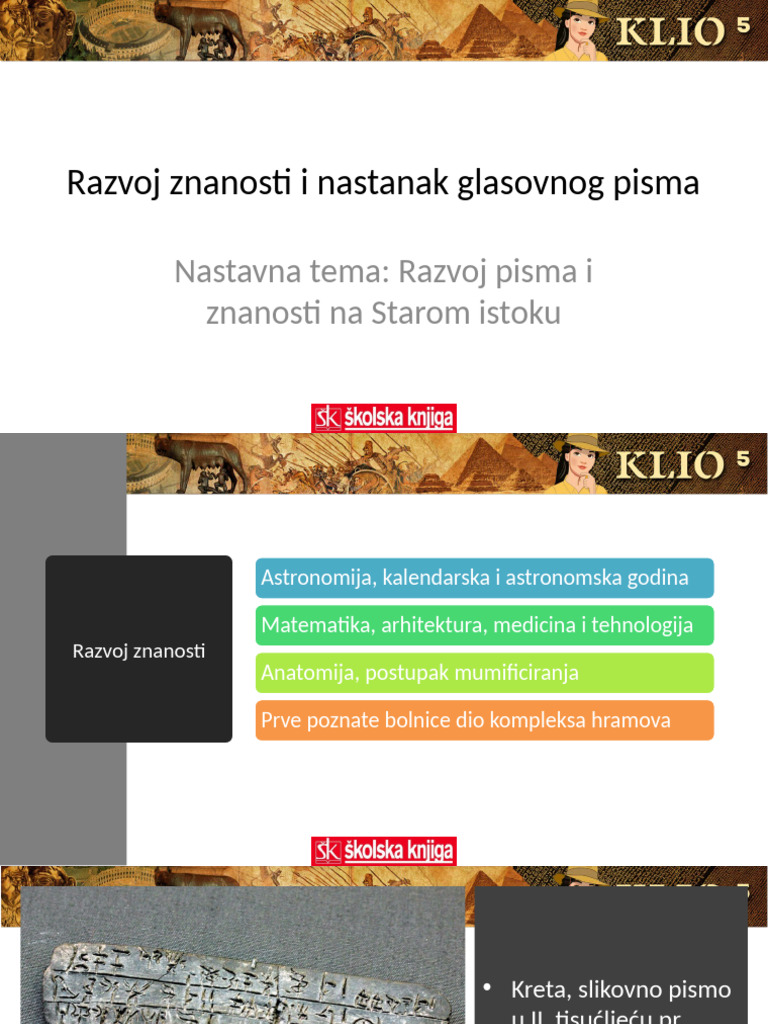 Klio 5 - PPT - 8.2. Razvoj Znanosti I Nastanak Glasovnog Pisma | PDF