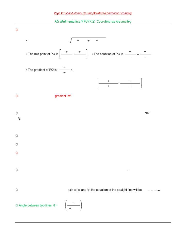 CH - 3 Coordinates Geometry D1 QP | PDF | Line (Geometry ...