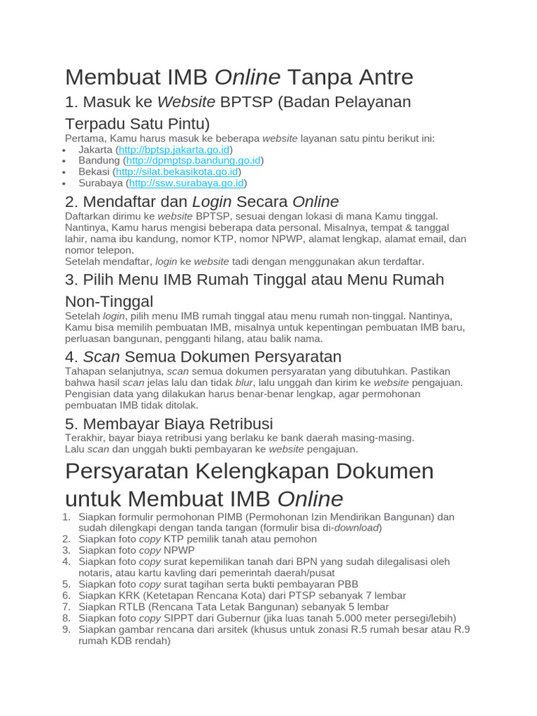 Membuat IMB online | PDF