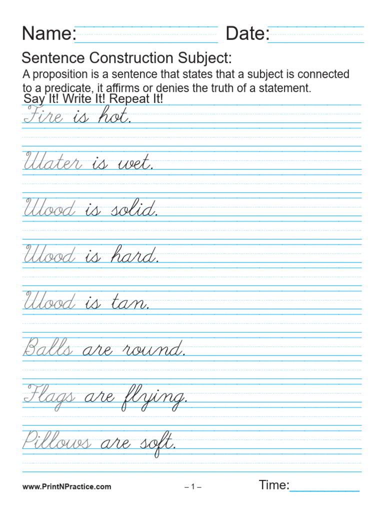 Sentence Construction Practice Guide | PDF | Subject (Grammar ...