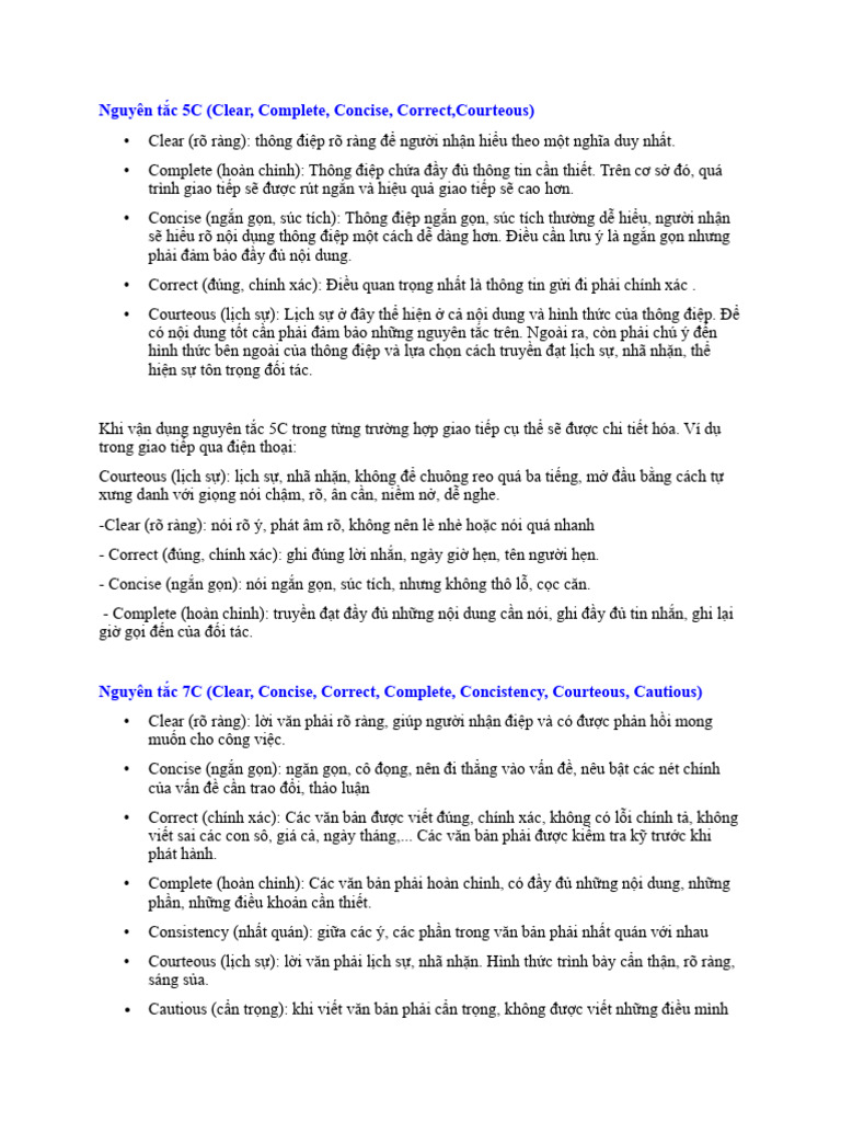 Nguyên tắc 5C (Clear, Complete, Concise, Correct,Courteous) | PDF