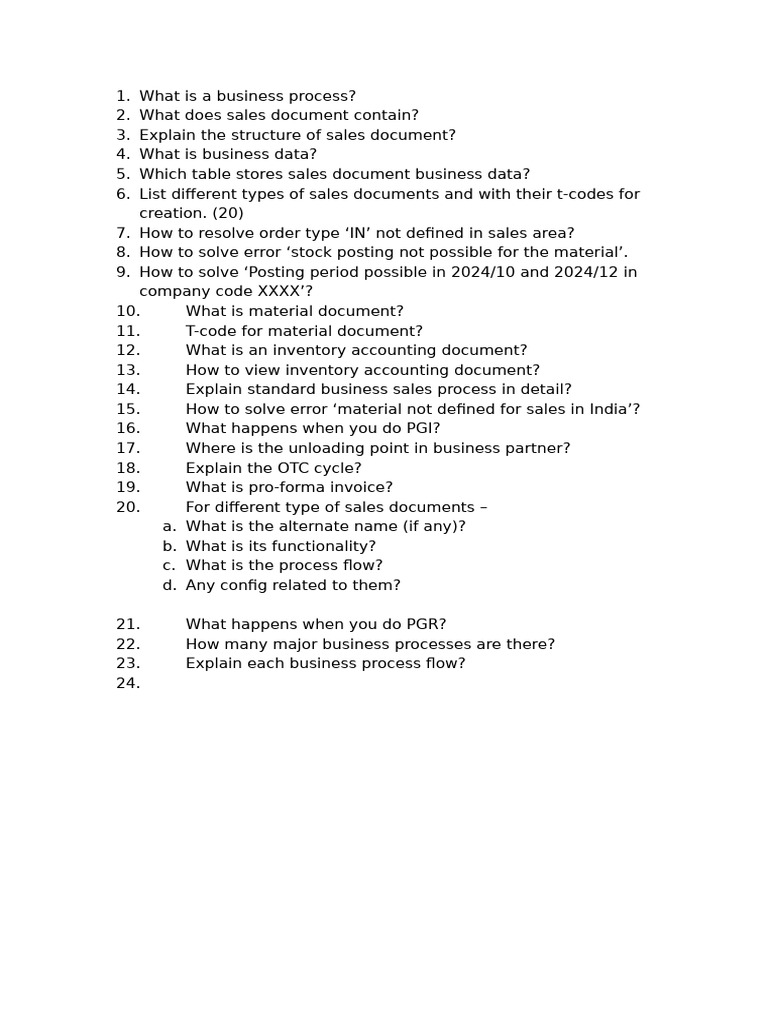 Business Process Questions | PDF
