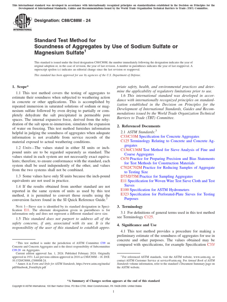 ASTM C88 - C88M-24 - Book Article 5.5.2 | PDF | Chemical Substances ...