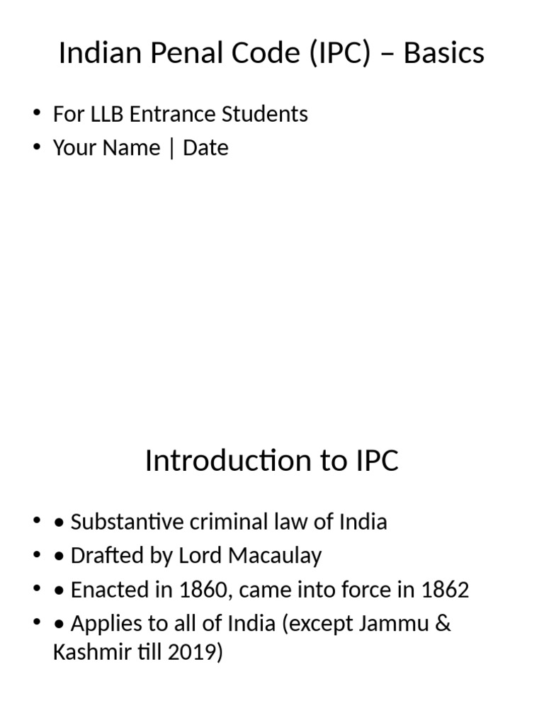 IPC Overview for LLB Students | PDF | Crimes | Crime & Violence