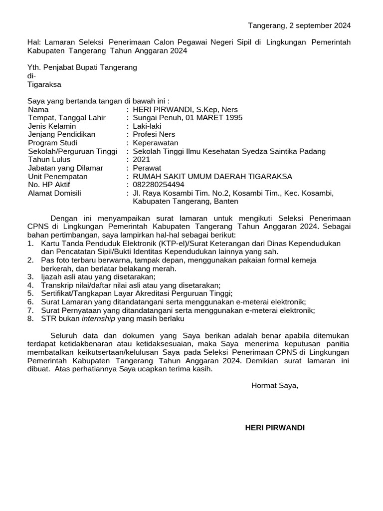 A Format Surat Lamaran | PDF