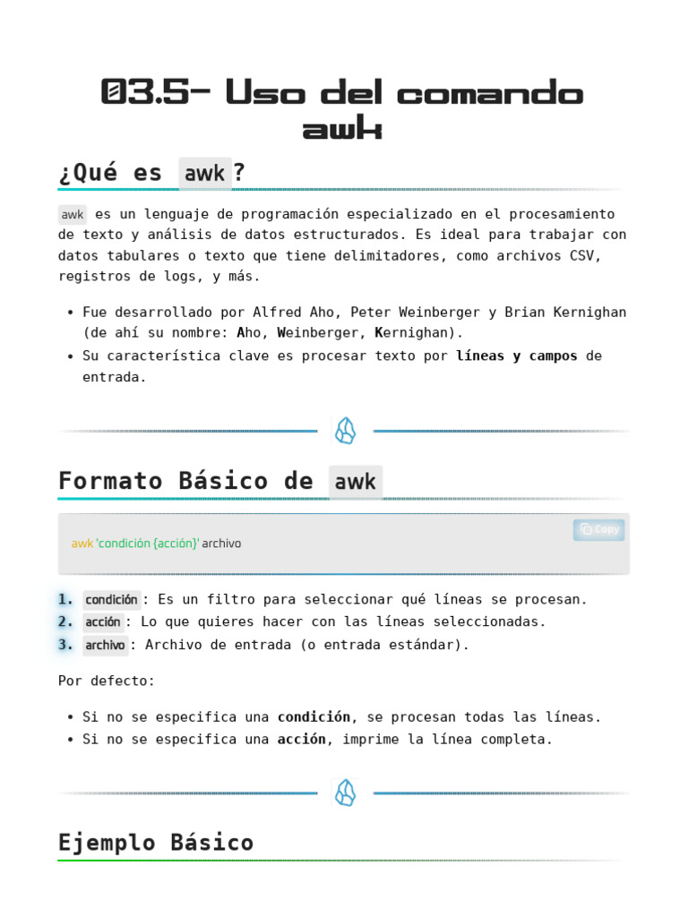 Guía Completa sobre el Comando awk | PDF | Ciencias de la Computación ...