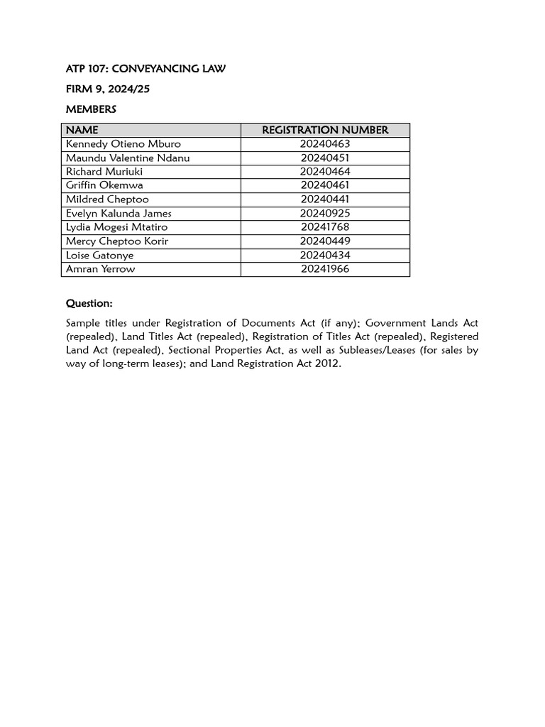 CLASS C FIRM 09 Conveyancing 2024 (1) TITLE SAMPLES | PDF