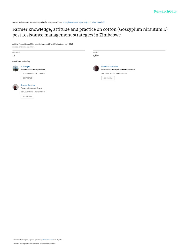 Cottonpestknowledgepaper | PDF | Cotton | Pest Control