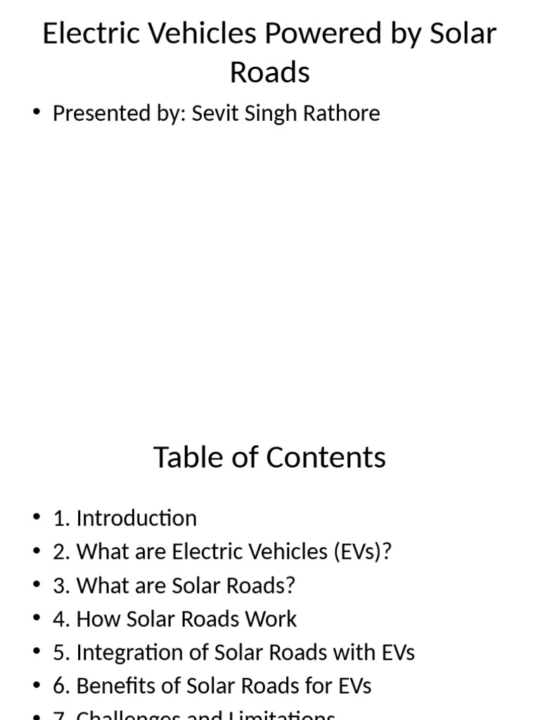 Electric Vehicles Powered by Solar Roads Updated | PDF | Electric ...