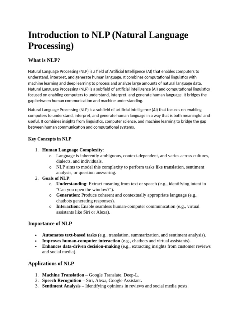 Introduction To NLP - First - Week - Lecture - 1st | PDF | Artificial Intelligence ...