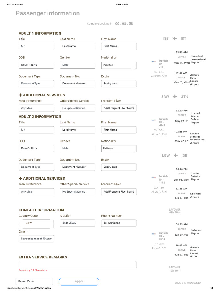 2 Pax Flight Detail New | PDF | Transport | Aviation