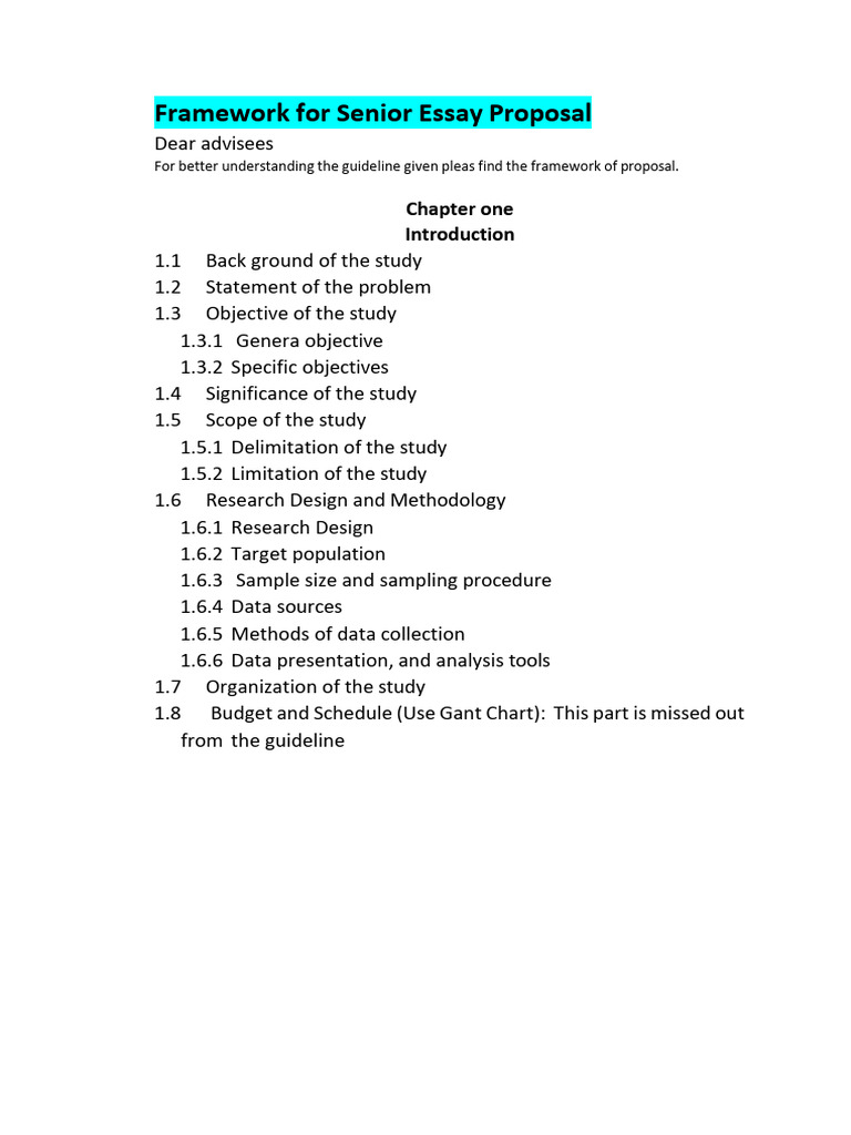 Framwork of Senior Essay Proposal | PDF