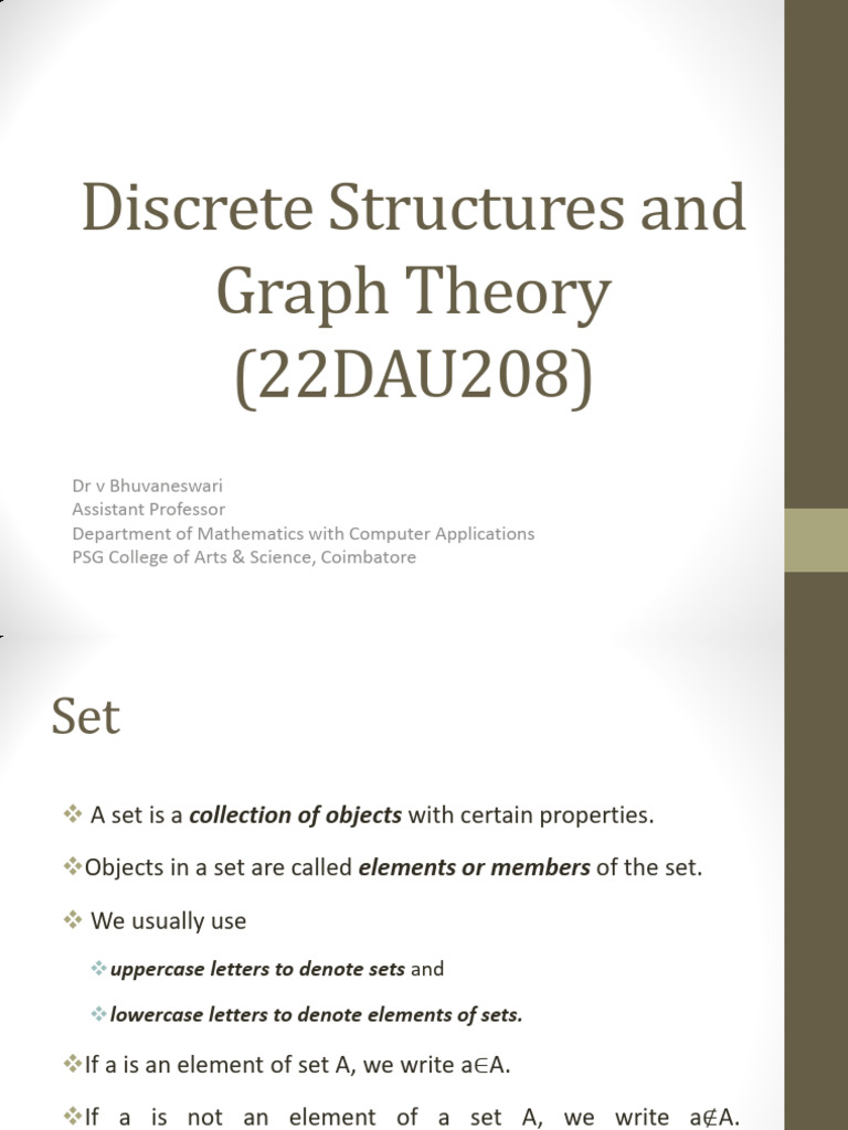 Discrete Structures UNIT 1 | PDF | Set (Mathematics) | Mathematics