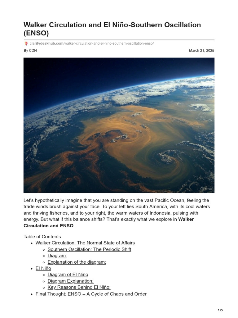 Walker Circulation and ENSO Explained | PDF | Atmospheric Circulation ...