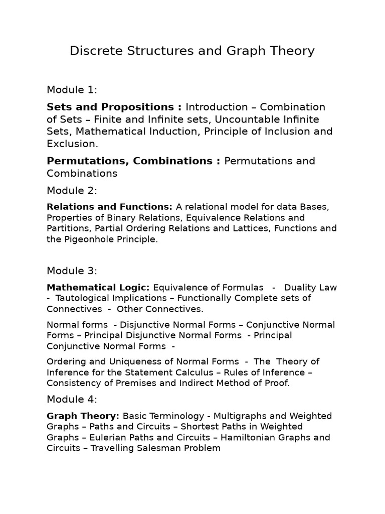 Syllabus - Discrete Structures and Graph Theory | PDF