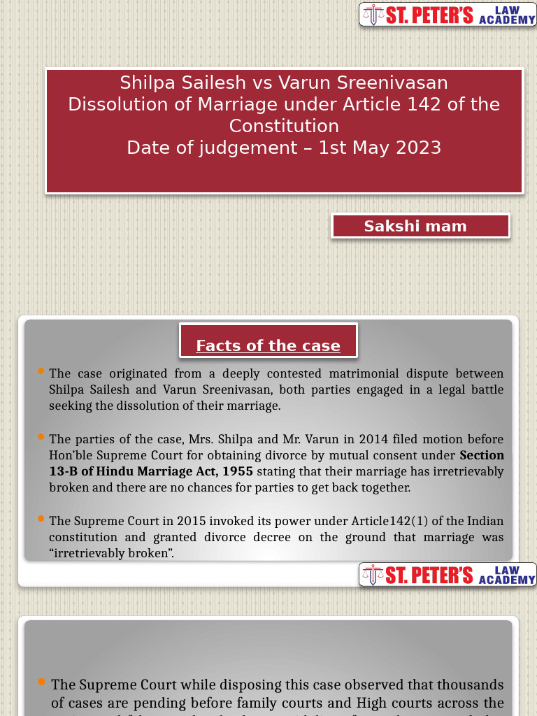 Shilpa Sailesh vs Varun Shreenivas | PDF | Divorce | Supreme Court Of ...