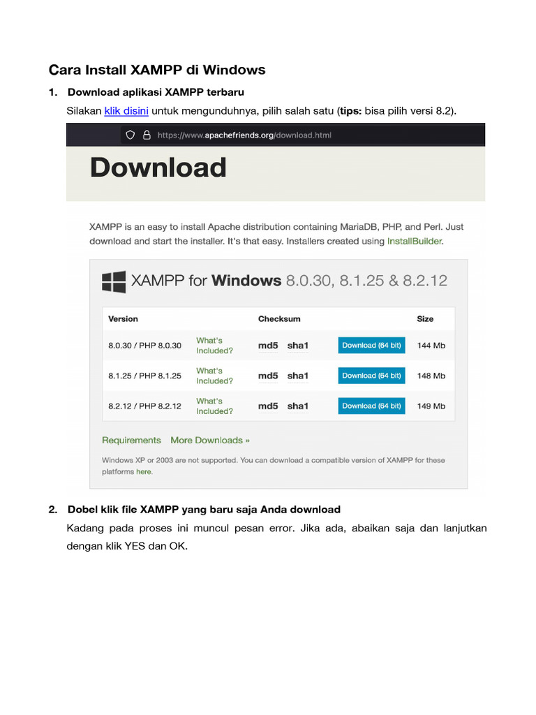Cara Install XAMPP Di Windows | PDF