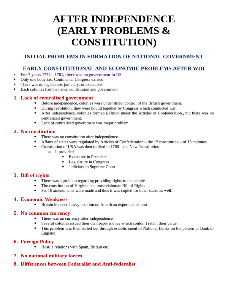 4. US Constitution (Early Problems and Making) | PDF | United States ...