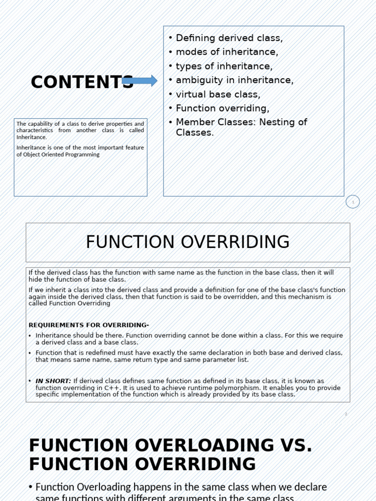 Chapter-4 (3) Function Overriding, Member Classes Nesting of Classes | PDF | Inheritance (Object ...