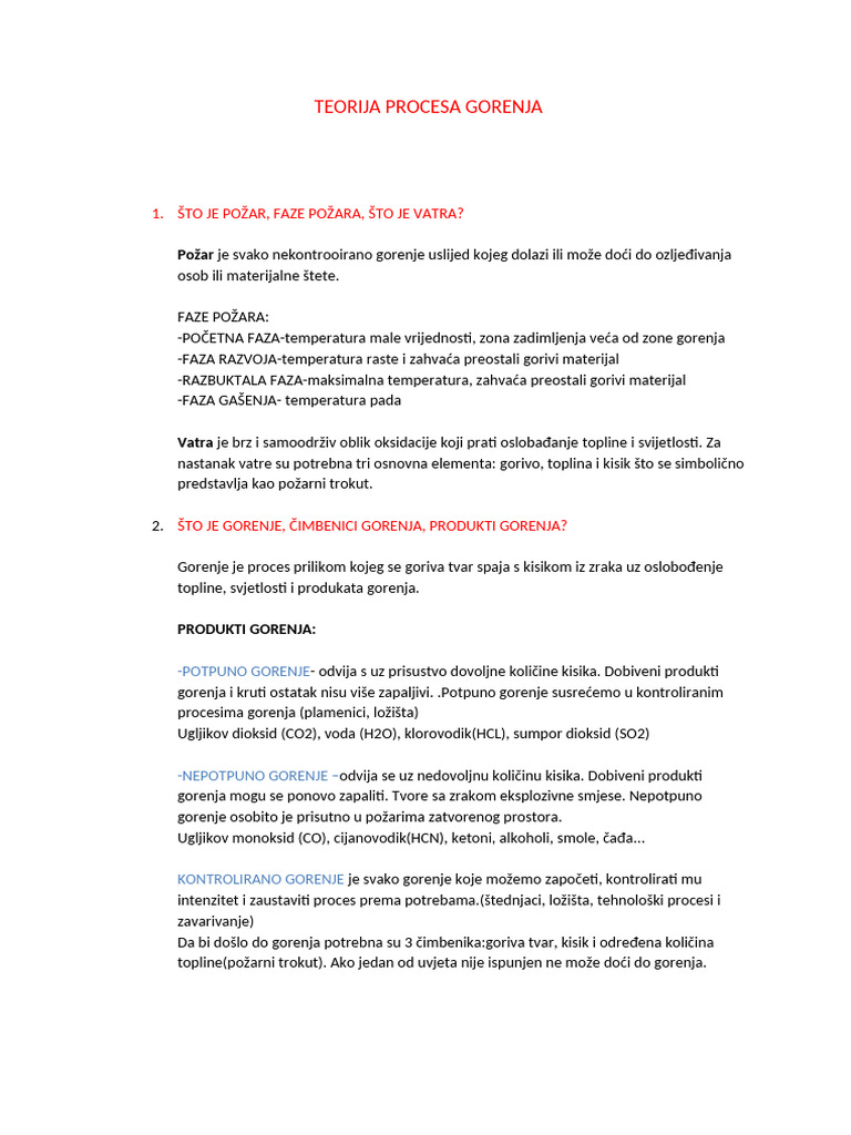 Teorija Procesa Gorenja | PDF