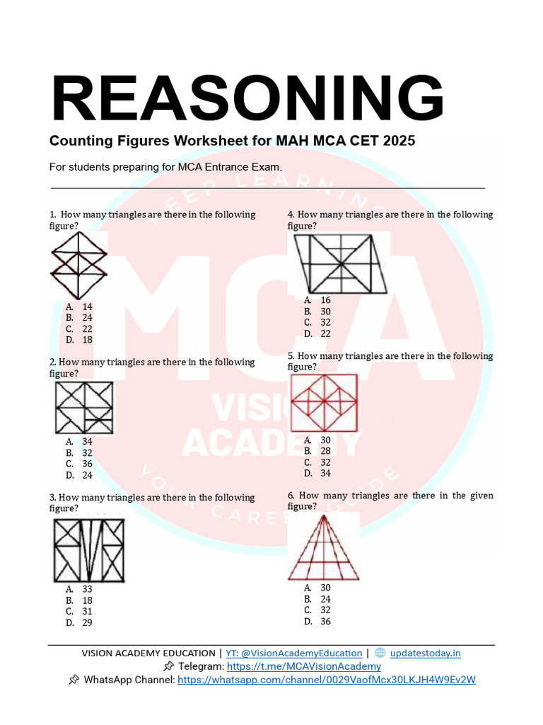 MCA CET 2025 Triangle Counting Worksheet | PDF