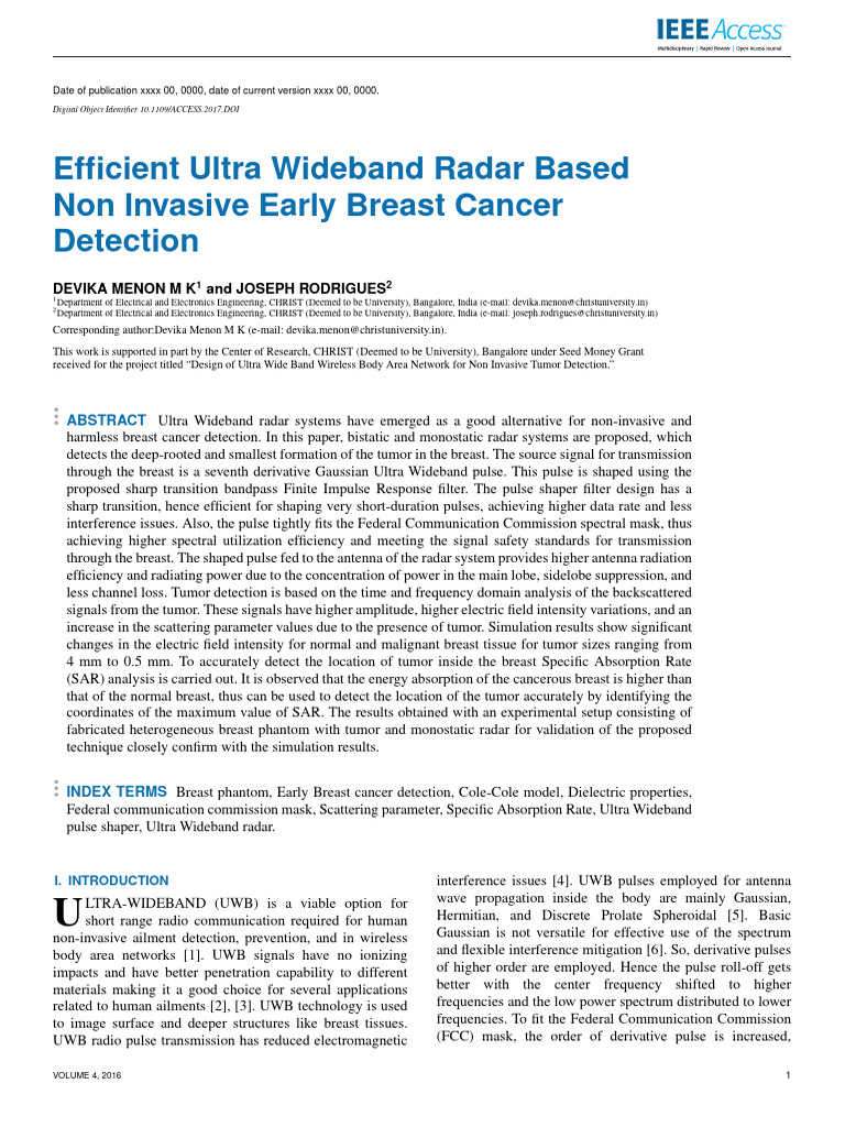 Efficient Ultra Wideband Radar Based Non Invasive | PDF | Ultra Wideband | Radar