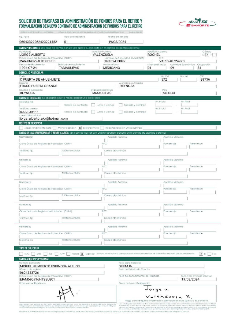 Solicitud de Traspaso | PDF