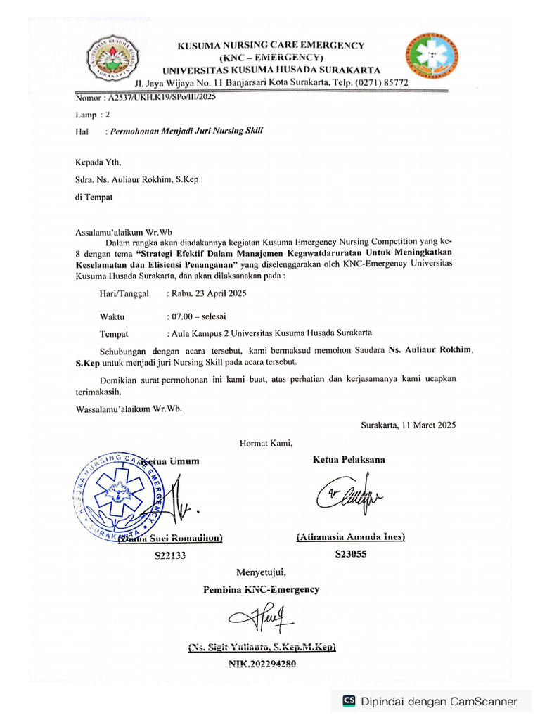 Surat Juri Nursing Skill Ns. Auliaur Rokhim S. Kep | PDF