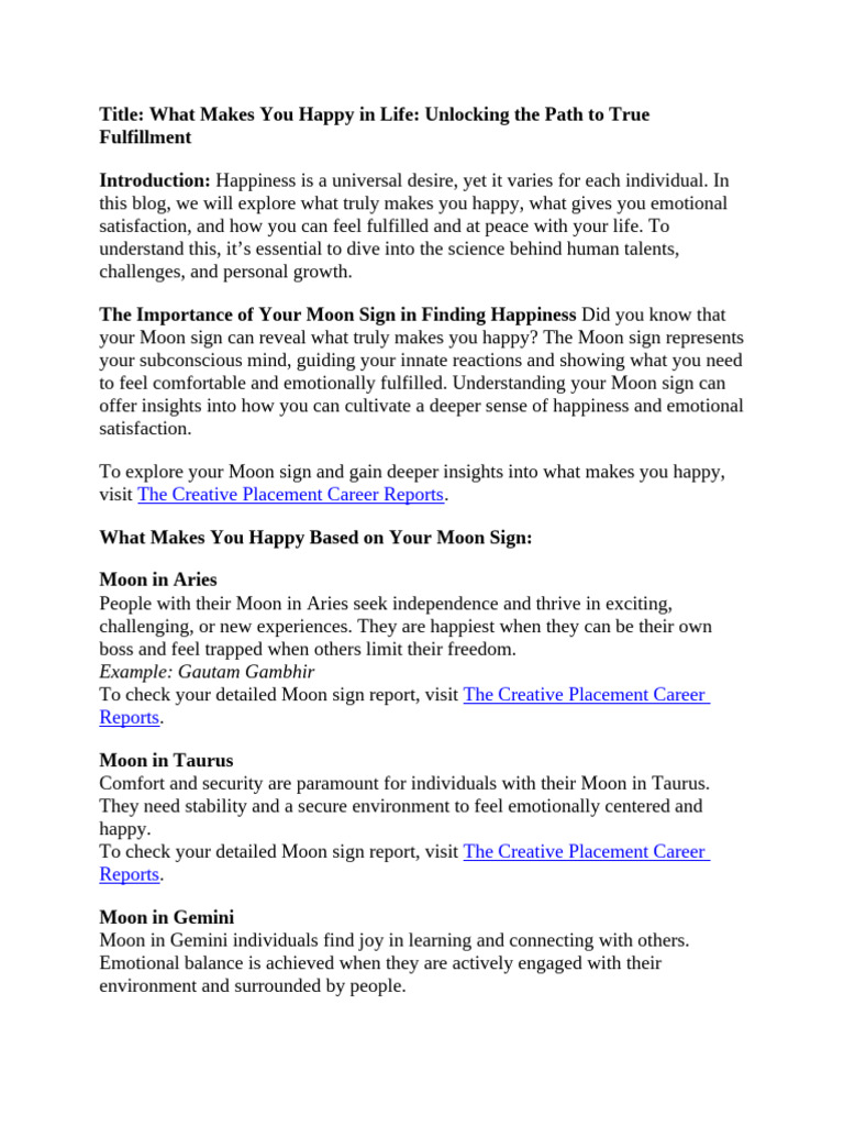 What Make You Happy Blog | PDF | Happiness | Psychological Concepts