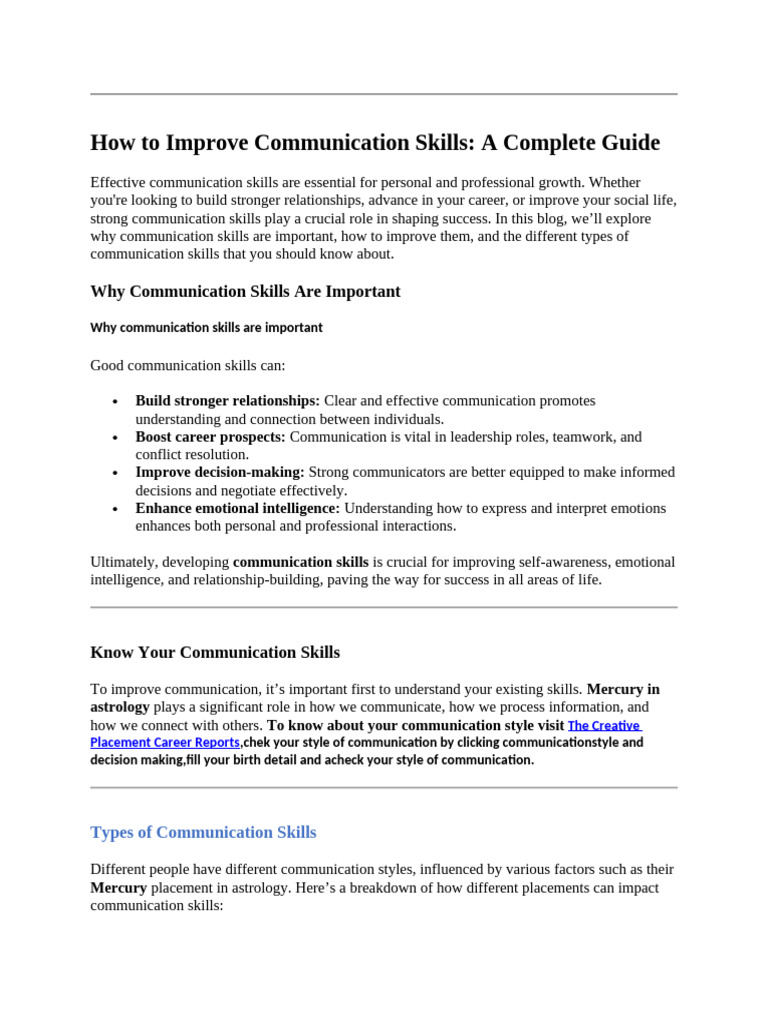 How To Improve Communication Skills | PDF | Communication | Planets In ...