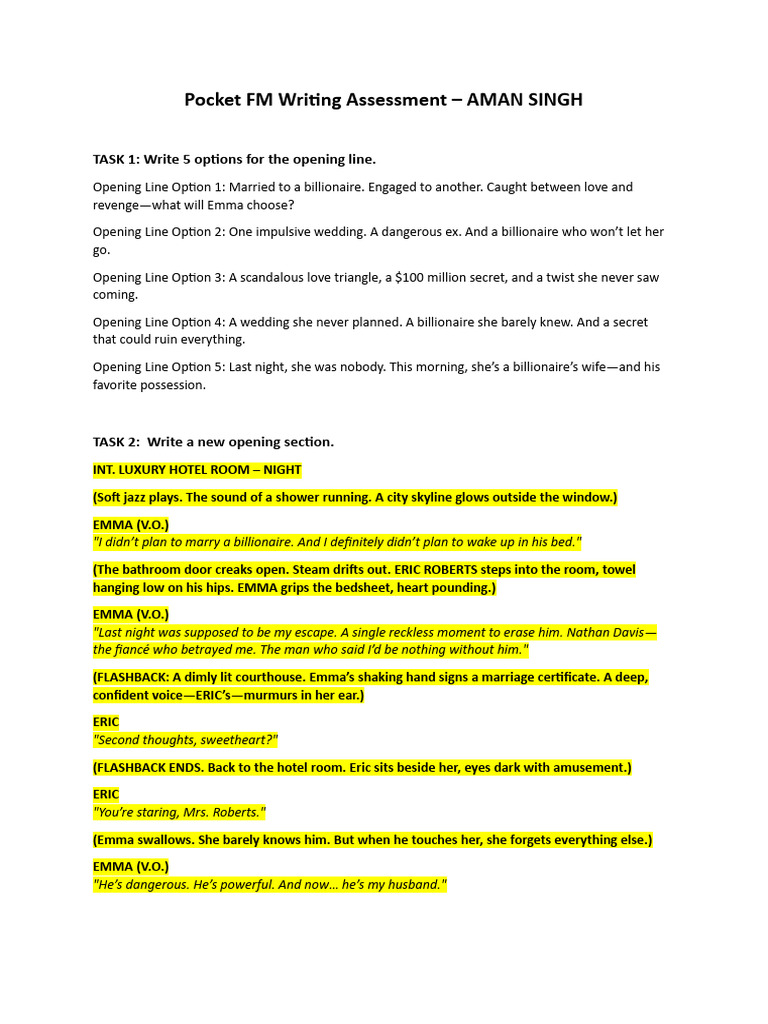 Pocket FM Writing Assessment - Aman Singh | PDF