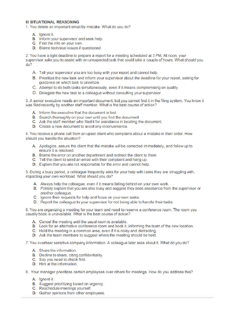 Situational Exam | PDF