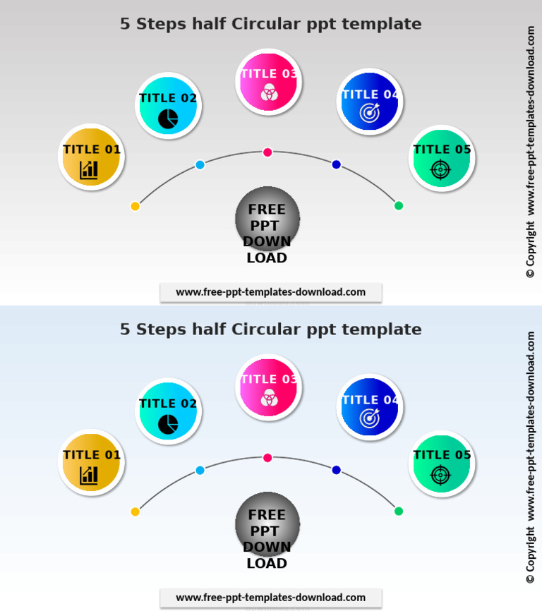 5 Steps Half Circular PPT Template | PDF