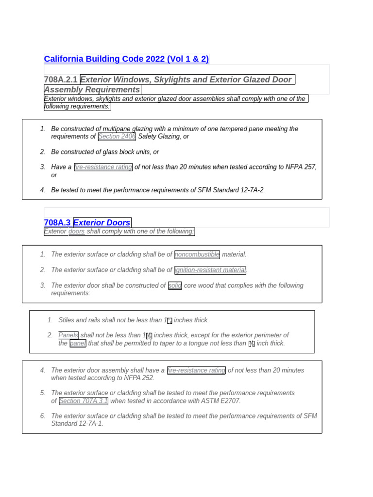 California Building Code 2022 Common Notes (Windows, Doors (Exterior ...