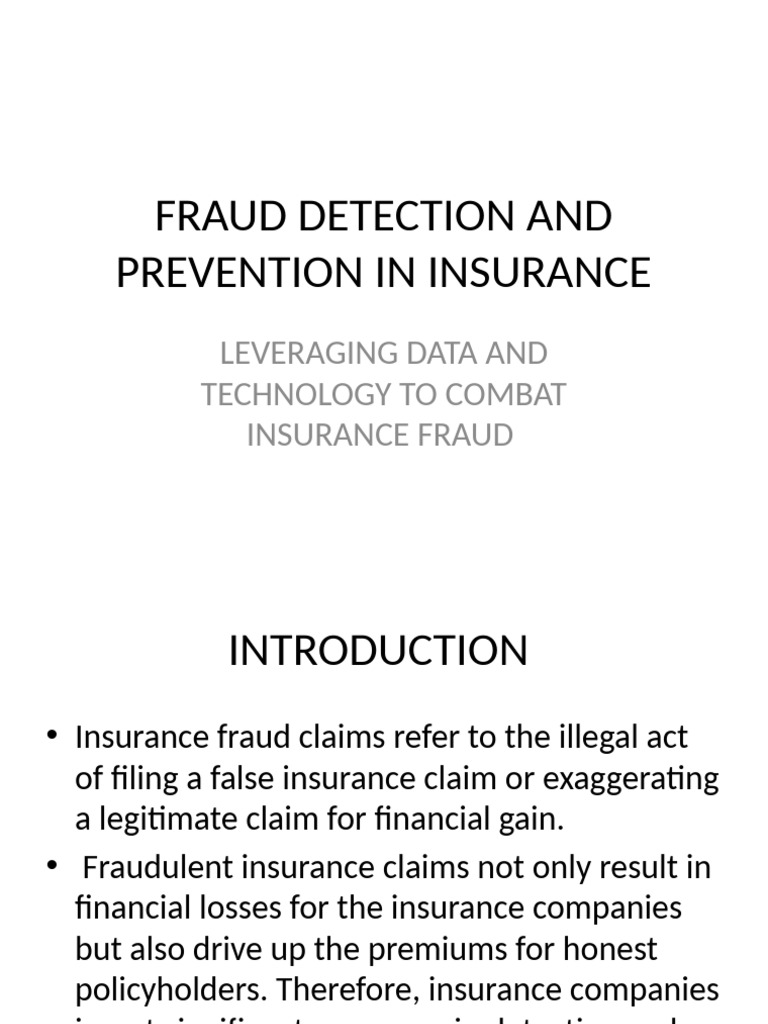 Fraud Detection and Prevention in Insurance Project by Sumithra | PDF ...
