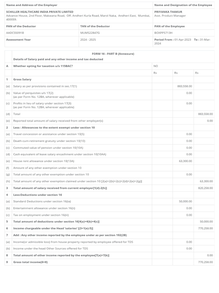 Schill C001 SLN036 2023-2024 | PDF | Tax Deduction | Taxes